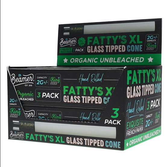 Beamer Fatty’s 11 mm Glass-Tipped Cones 3pk, King Size